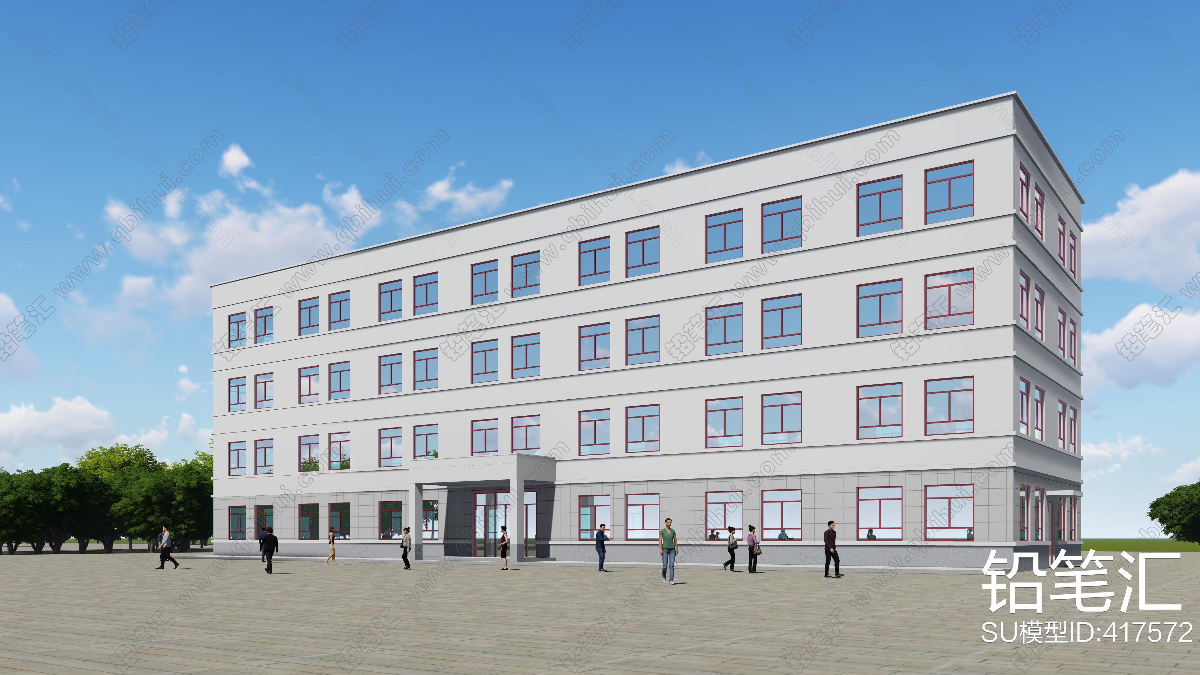 现代多层办公楼SU模型 | 铅笔汇-高品质SU模型交流分享平台